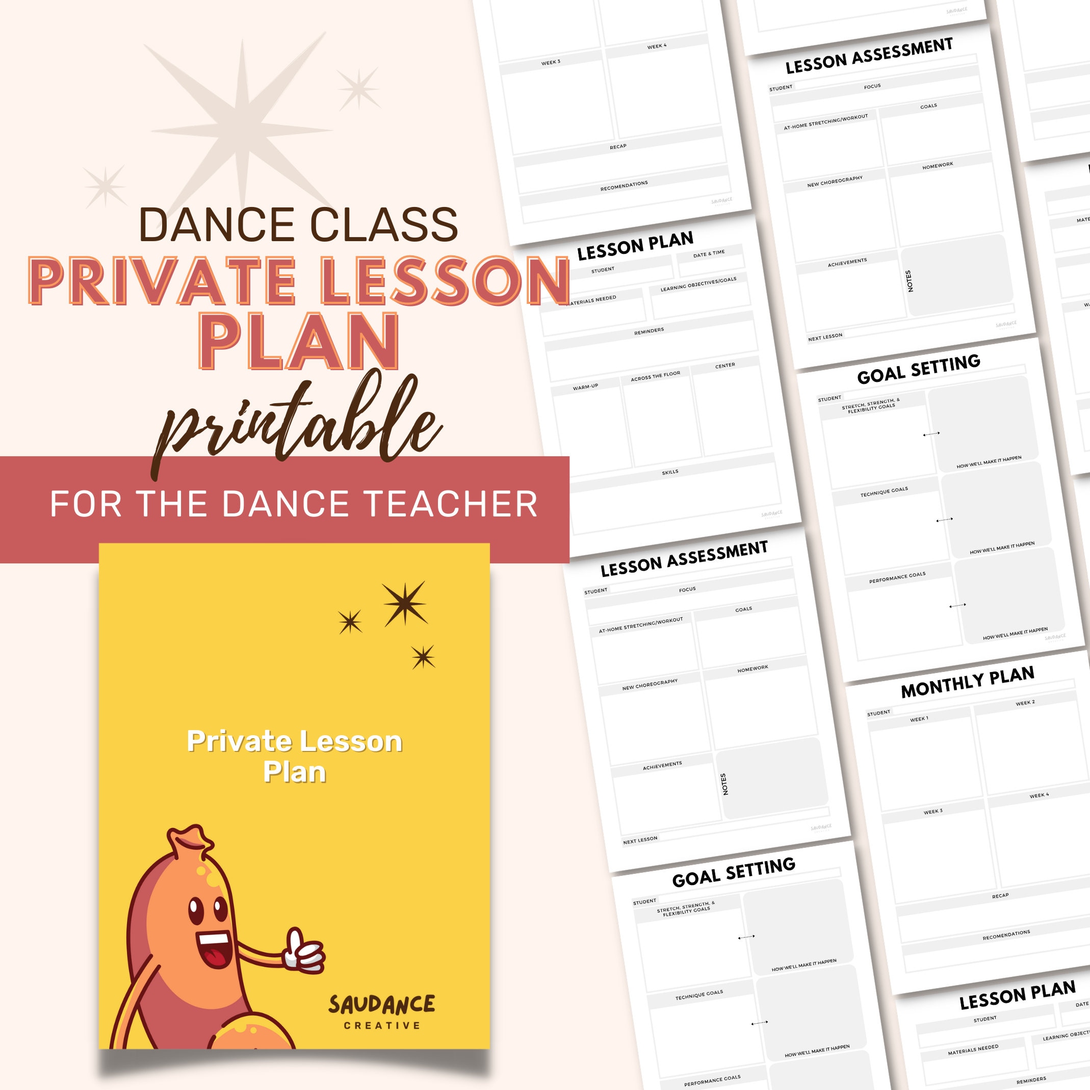 Dance Teacher Private Lesson Plan - Digital Download - Printable - Etsy