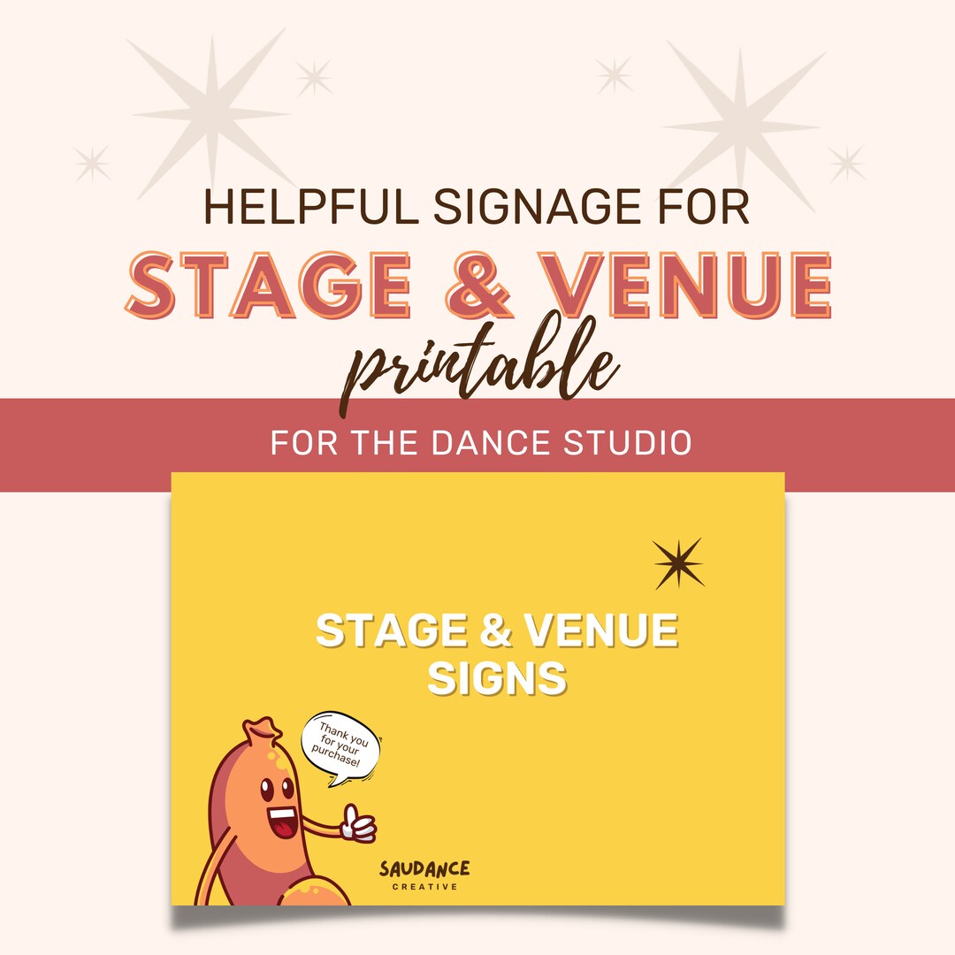 Stage & Venue Signage - Dance Studio - Digital Download - Printable - Etsy