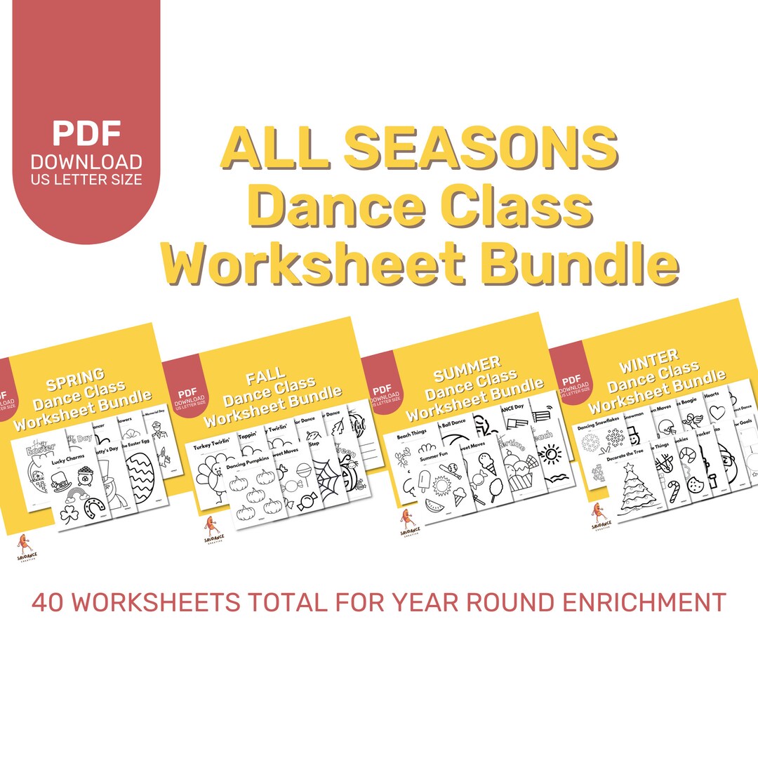 Dance Teacher Seasonal Dance Class Worksheet Bundle - Dance Studio ...