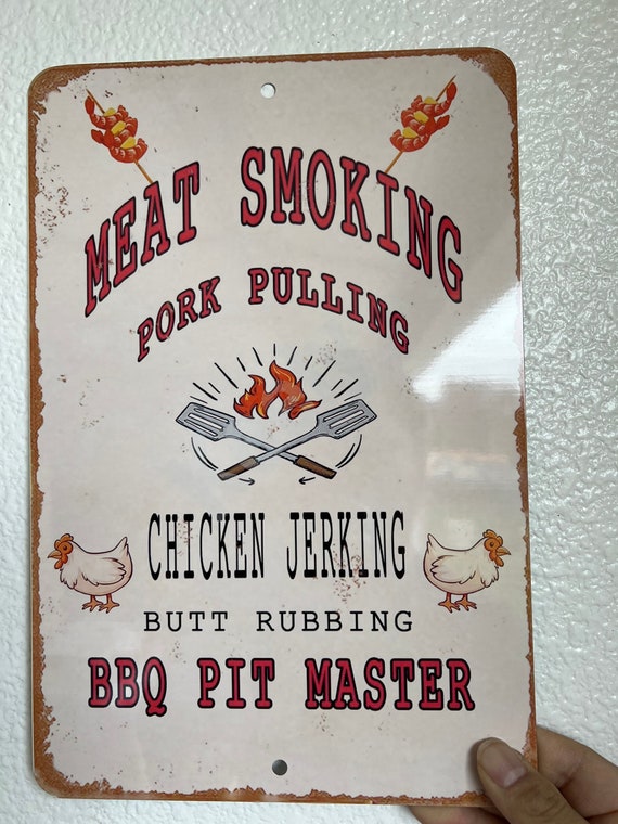 Meat Smoking Pork Pulling BBQ Retro Metal Aluminum Tin Sign | Etsy