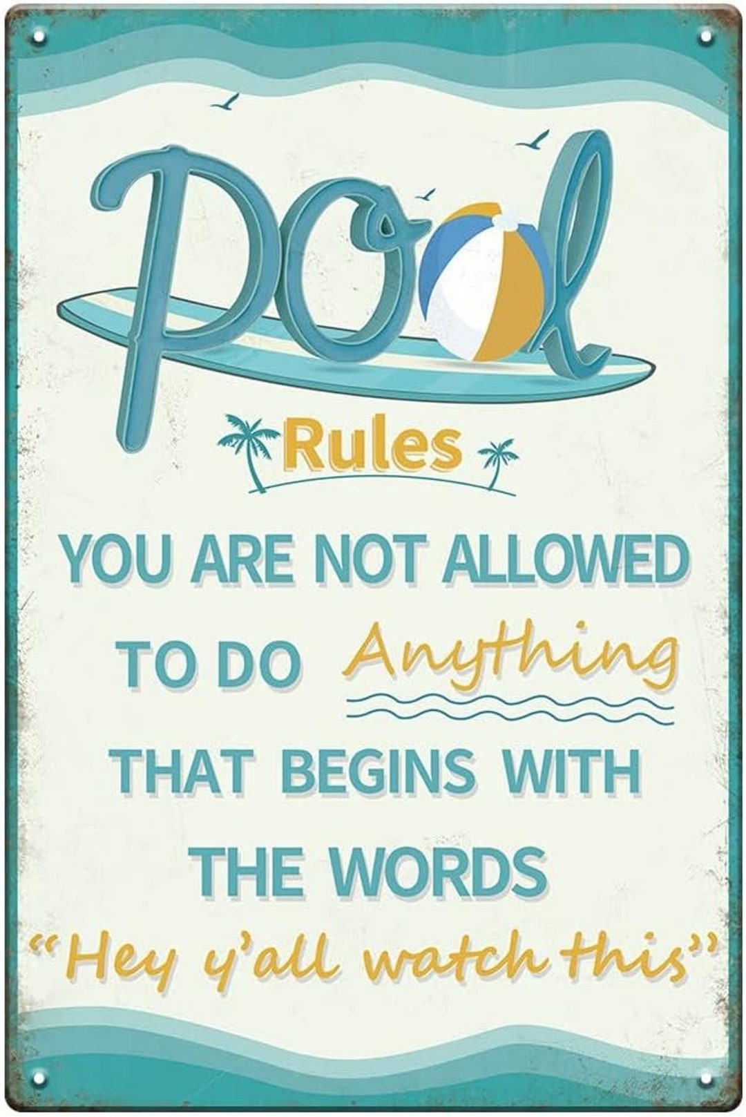 Pool Rules Metal Aluminum Tin Sign Vintage - Etsy