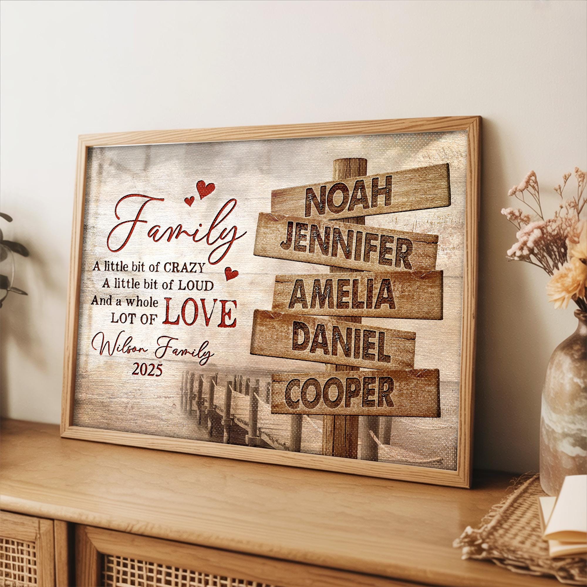 Personalized Family A Little Bit Crazy Wall Art Christmas Gift 2025 ...