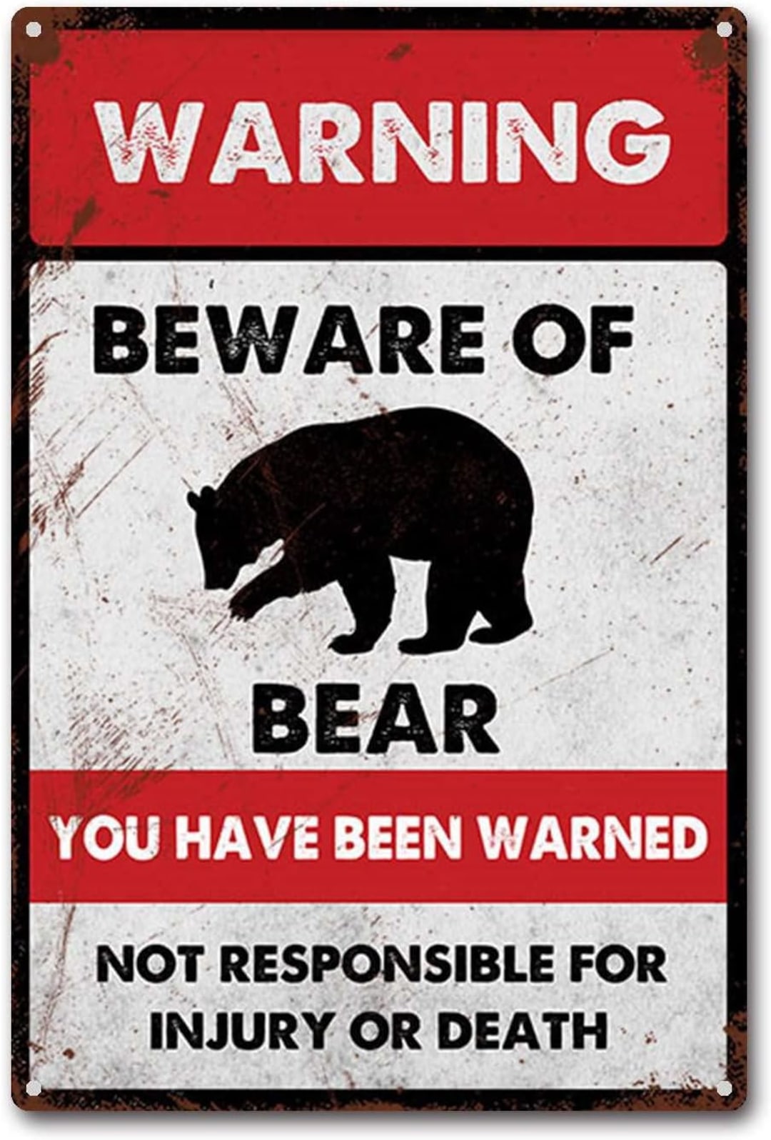 Warning Beware of Bear Metal Aluminum Tin Sign Vintage - Etsy