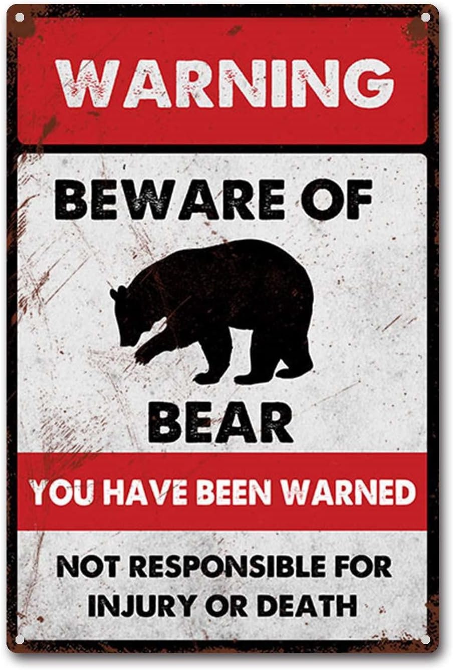 Warning Beware of Bear Metal Aluminum Tin Sign Vintage - Etsy