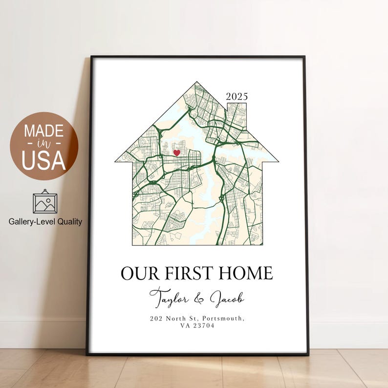Custom New Home Gifts, Our First Home Map, New Home Gift Ideas, First ...