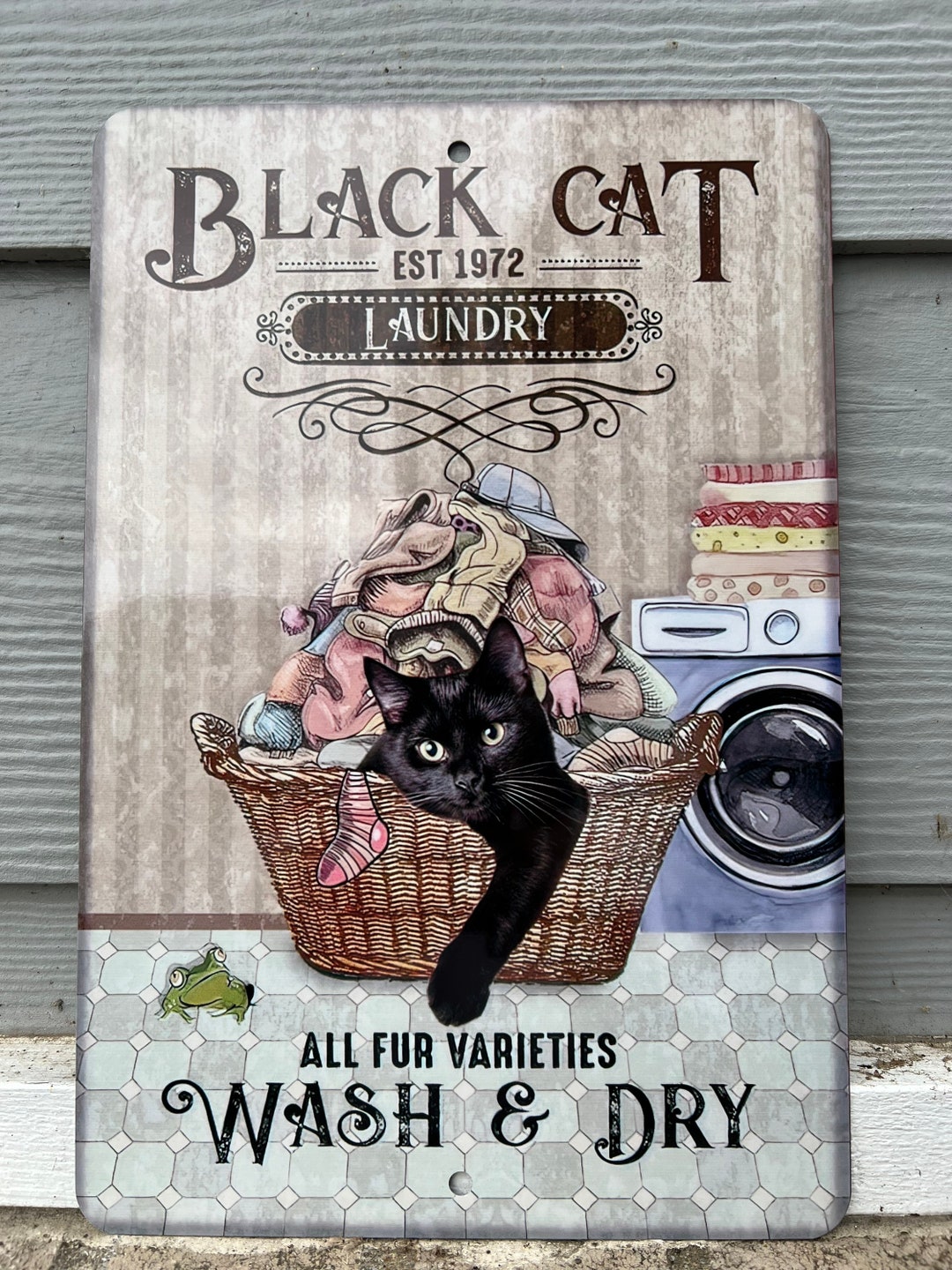 Black Cat Laundry All Fur Varieties Wash and Dry Retro Metal Aluminum ...