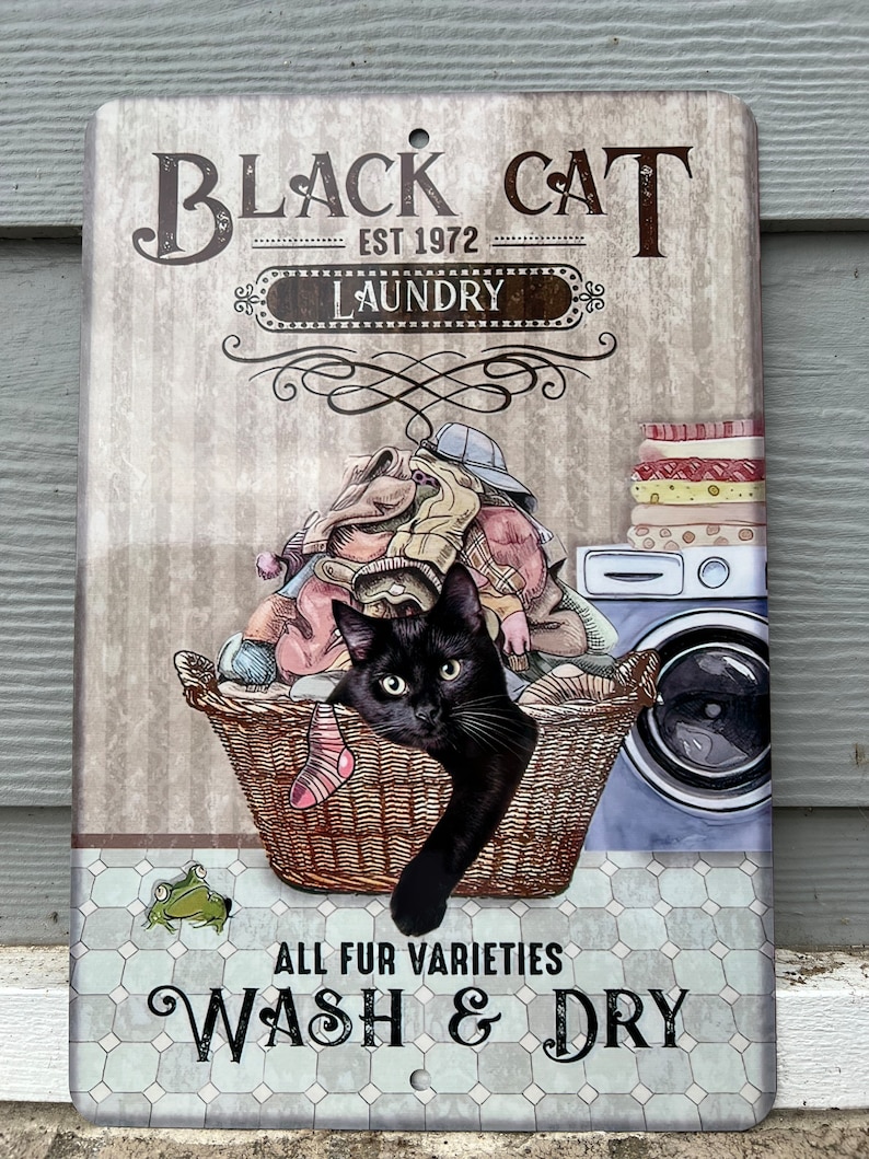 Black Cat Laundry All Fur Varieties Wash and Dry Retro Metal - Etsy