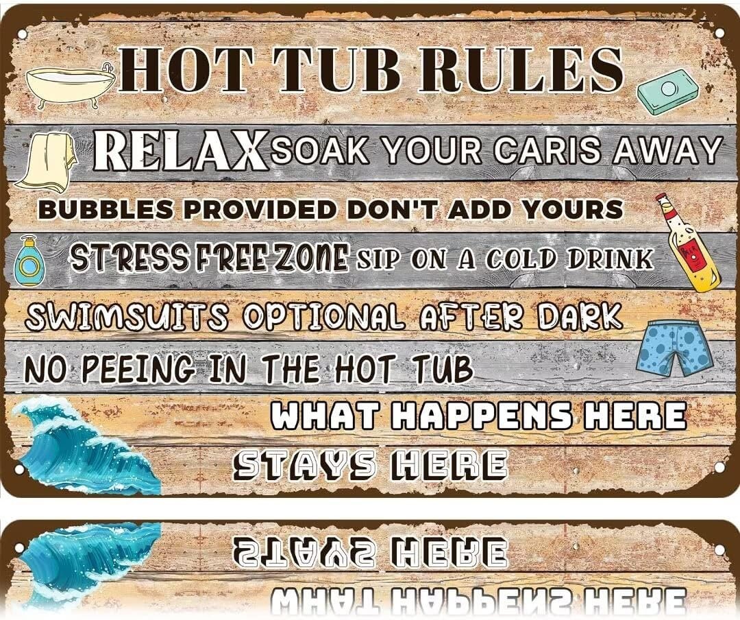 Hot Tub Rules Metal Aluminum Tin Sign Vintage - Etsy