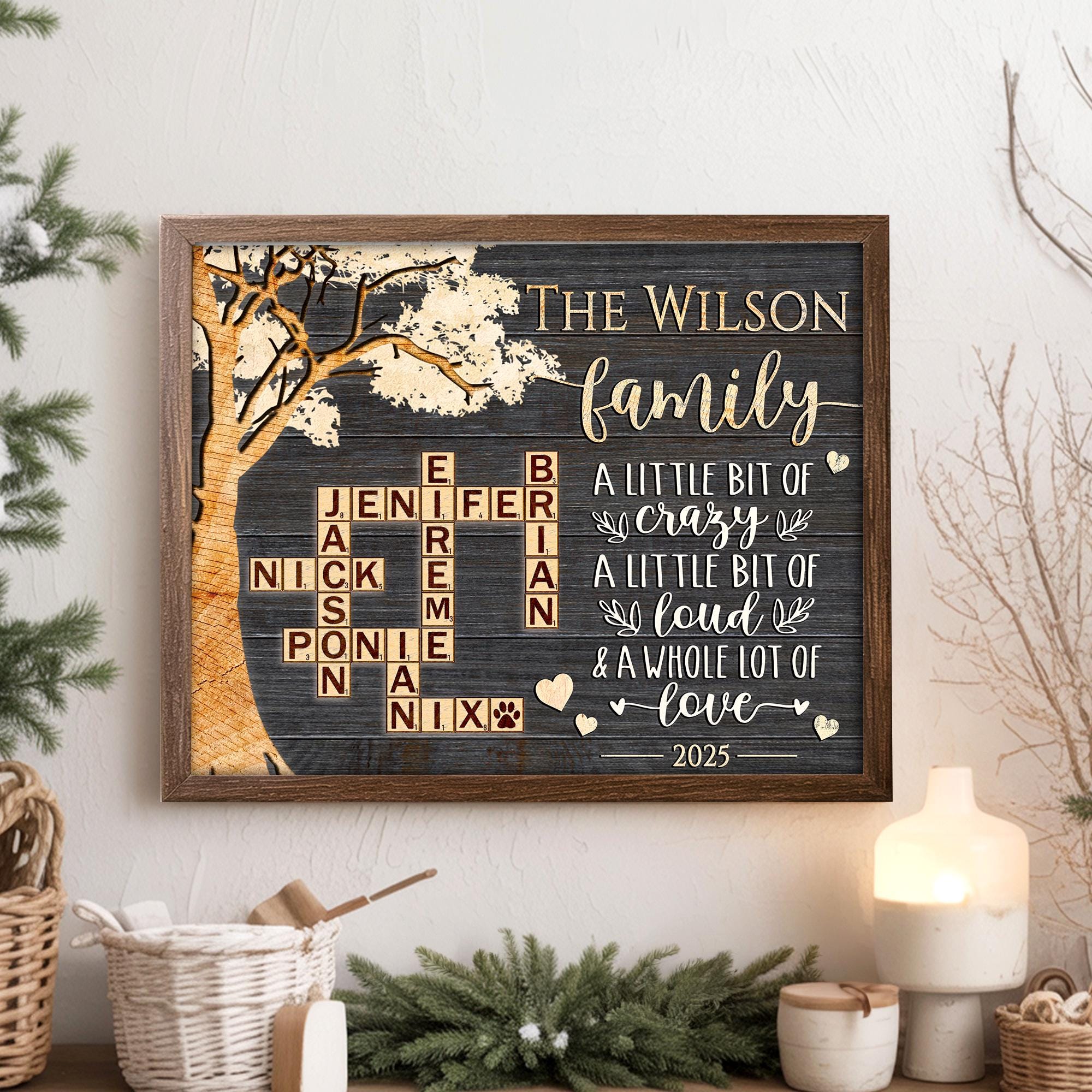 Personalized Family Name Crossword Puzzle Art, Family Tree Gifts, Gift ...