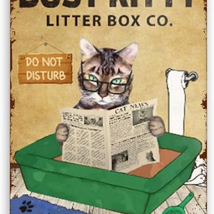 Busy Kitty Litter Box Metal Aluminum Tin Sign Vintage - Etsy