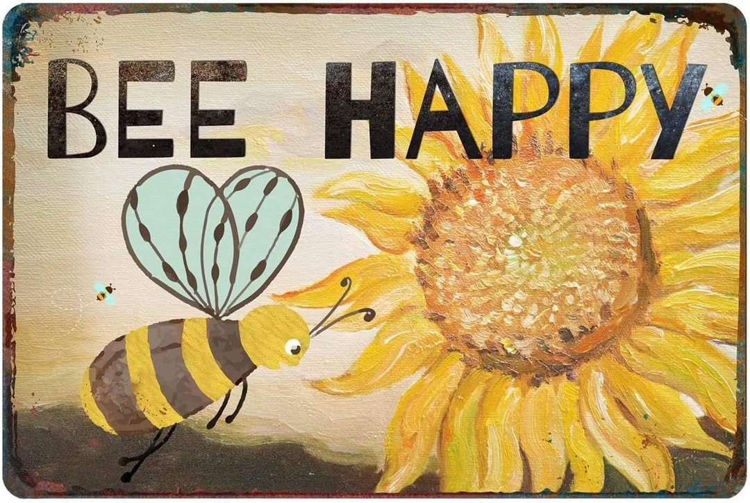 Bee Happy Metal Aluminum Tin Sign Vintage - Etsy