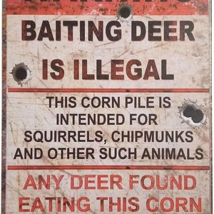 Warning Baiting Deer is Illegal Metal Aluminum Tin Sign Vintage - Etsy