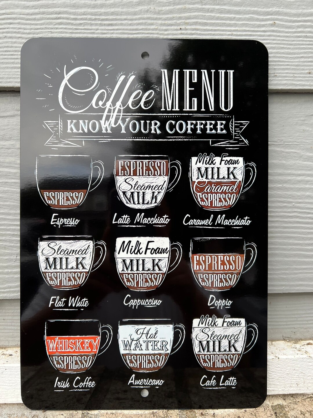 Coffee Menu Know Your Coffee Retro Metal Aluminum Tin Sign Vintage 8x12 ...
