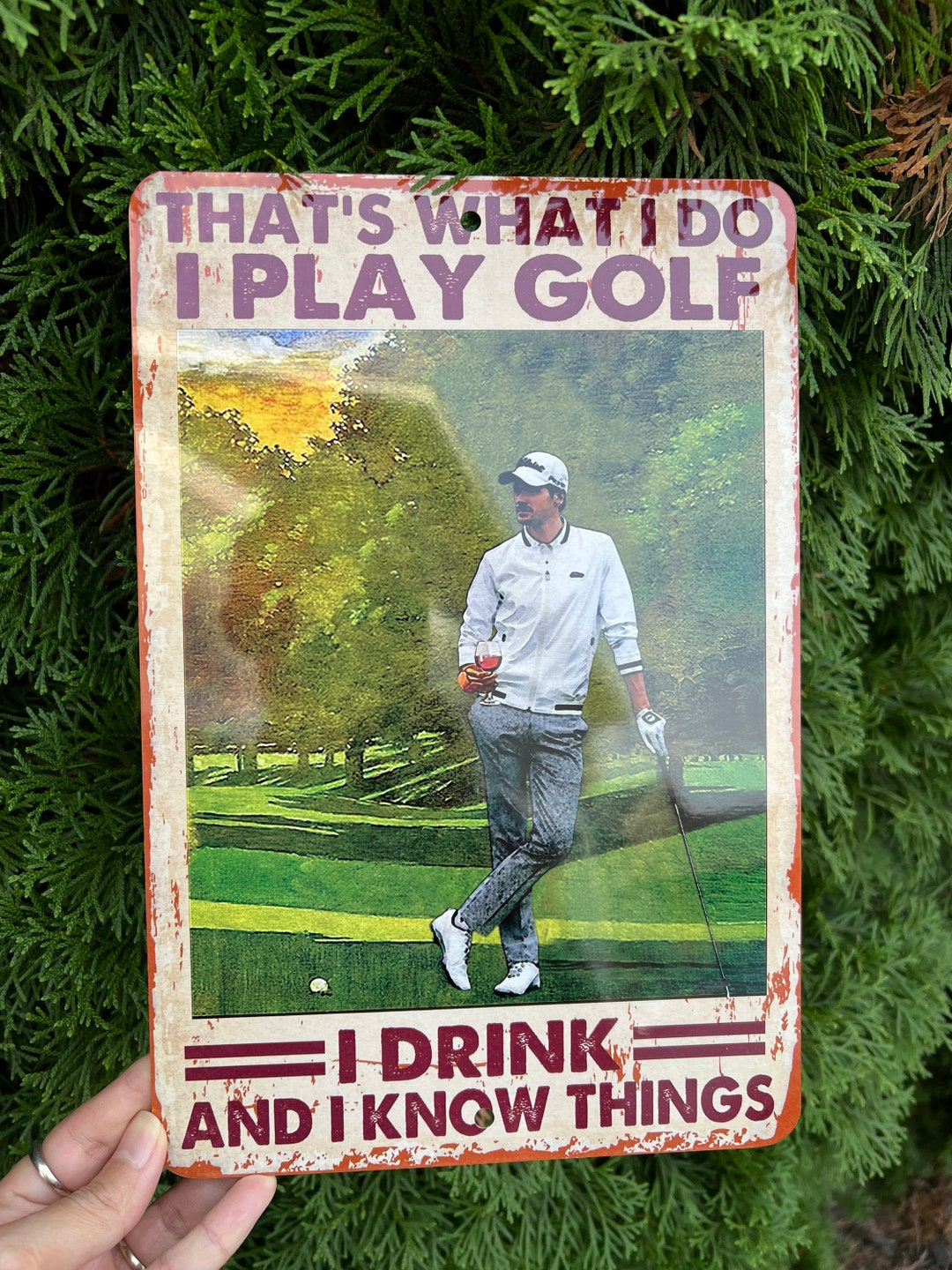 That's What I Do I Play Golf I Drink and I Know Things Retro Metal ...