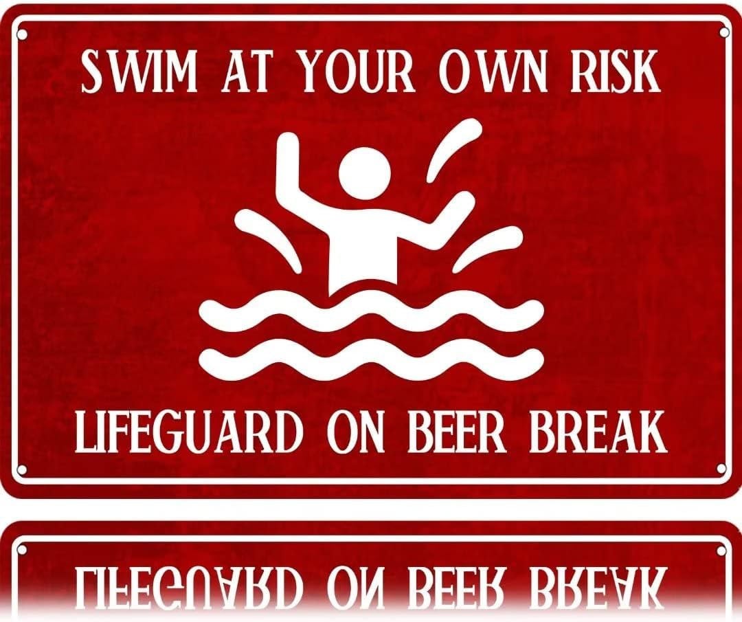 Swim at Your Own Risk Metal Aluminum Tin Sign Vintage - Etsy