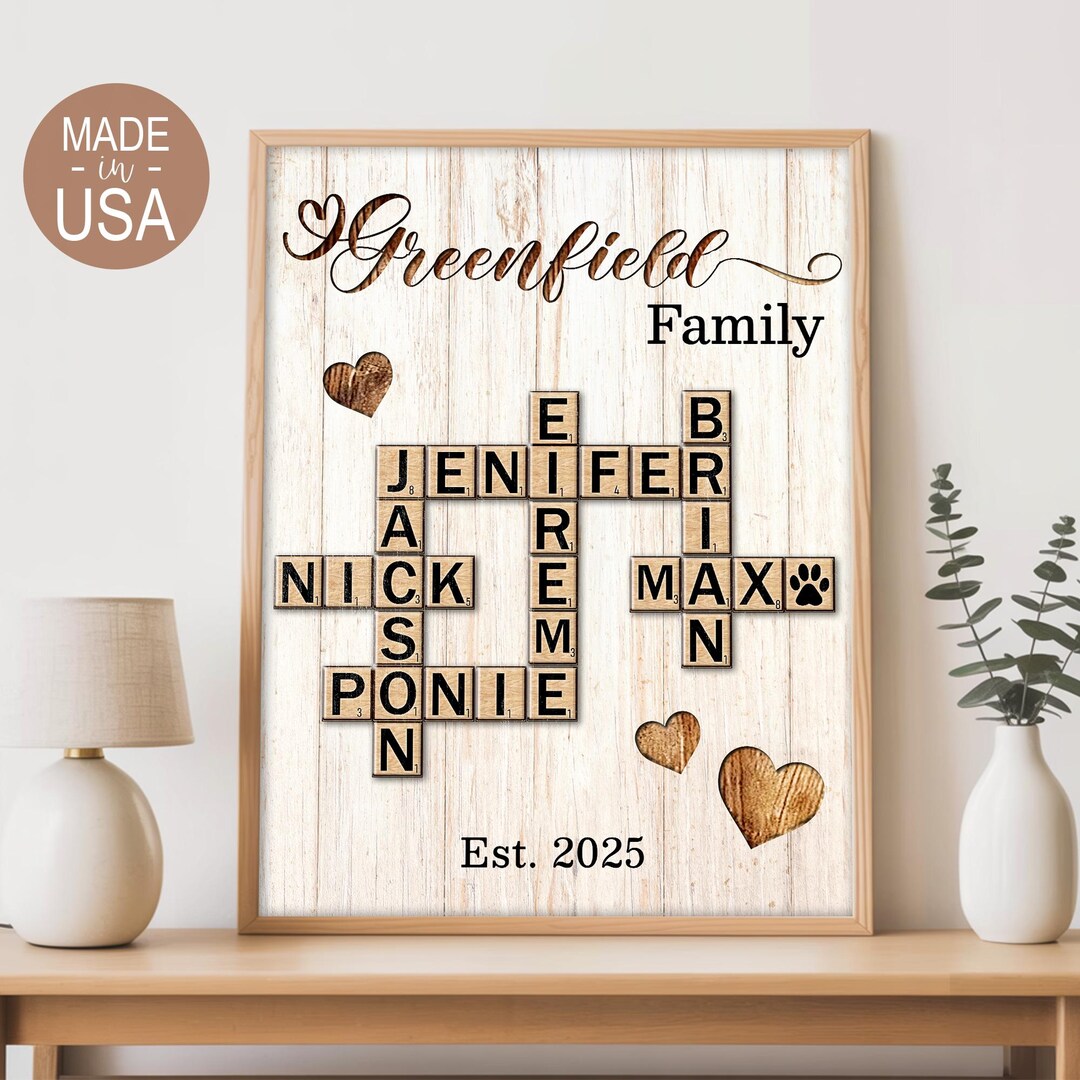 Custom Family Name Crossword Puzzle Wall Art 2025, Family Name ...