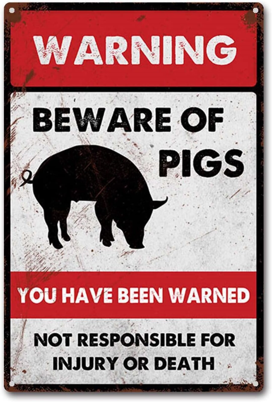 Warning Beware of Pigs Metal Aluminum Tin Sign Vintage - Etsy