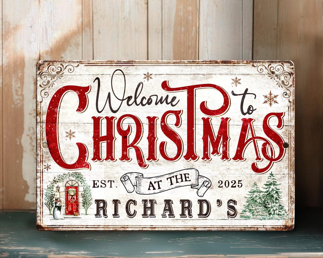 Christmas Decor Sign Personalized Custom Family Name Sign, Welcome to ...