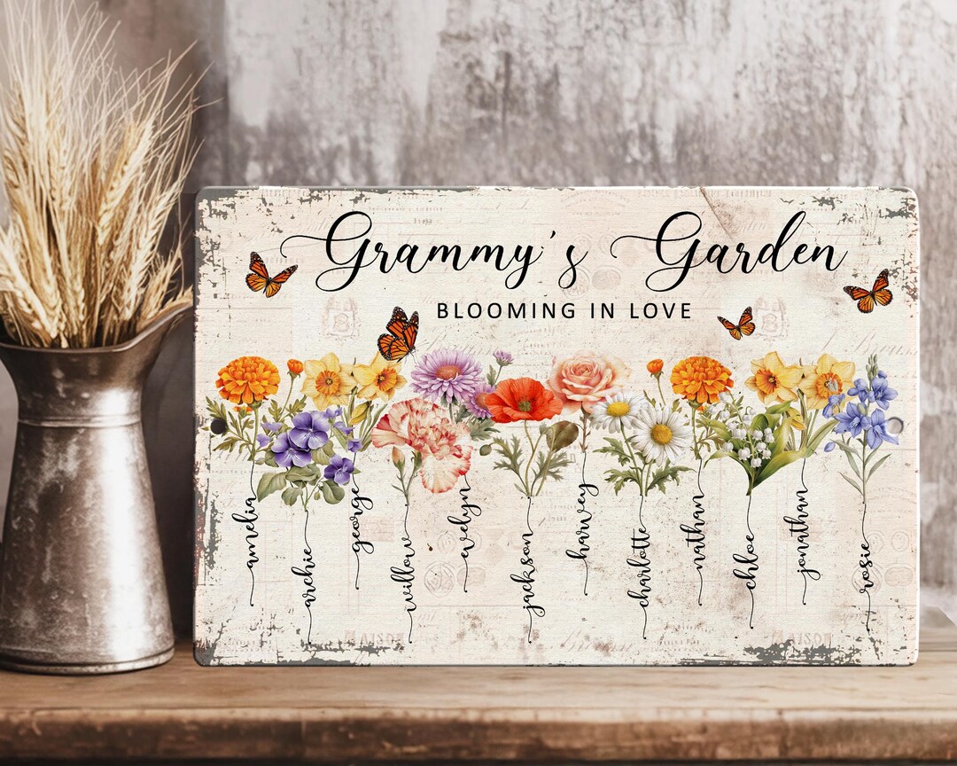 Grandma's Garden Metal Sign 2025, Grammys Garden Birth Month Flower ...