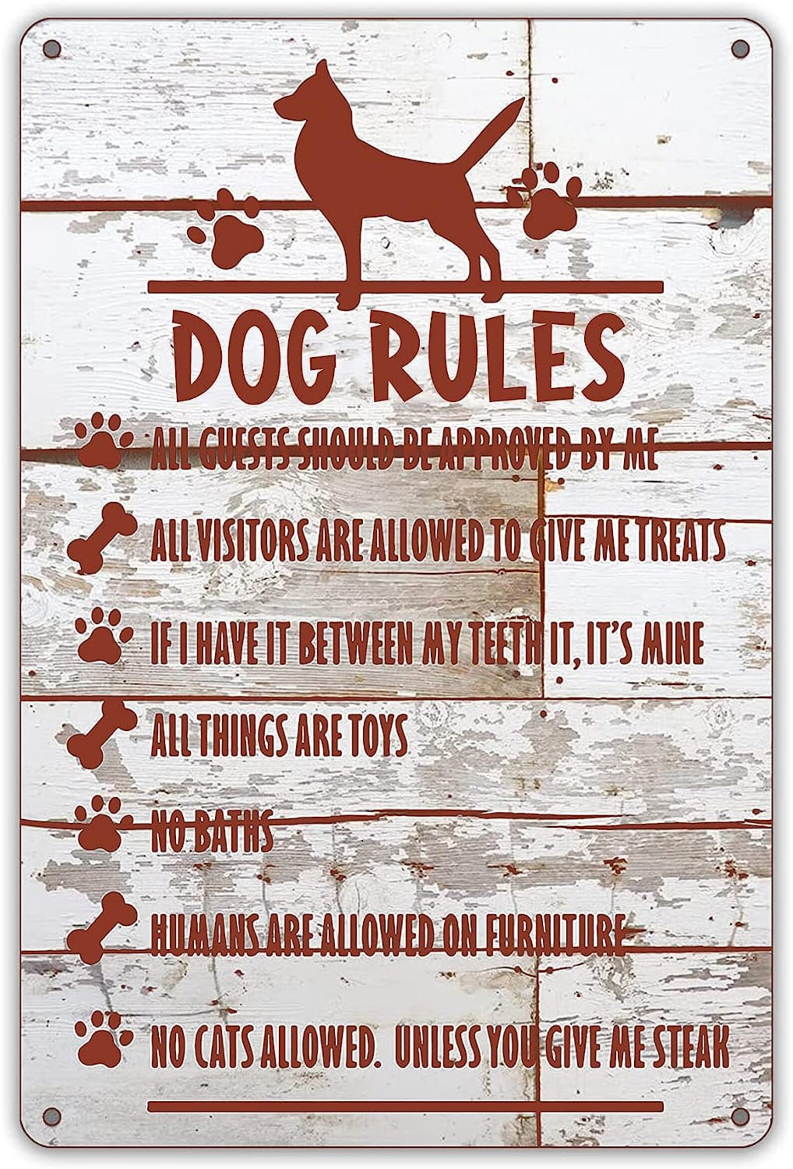 Dog Rules Metal Aluminum Tin Sign Vintage - Etsy