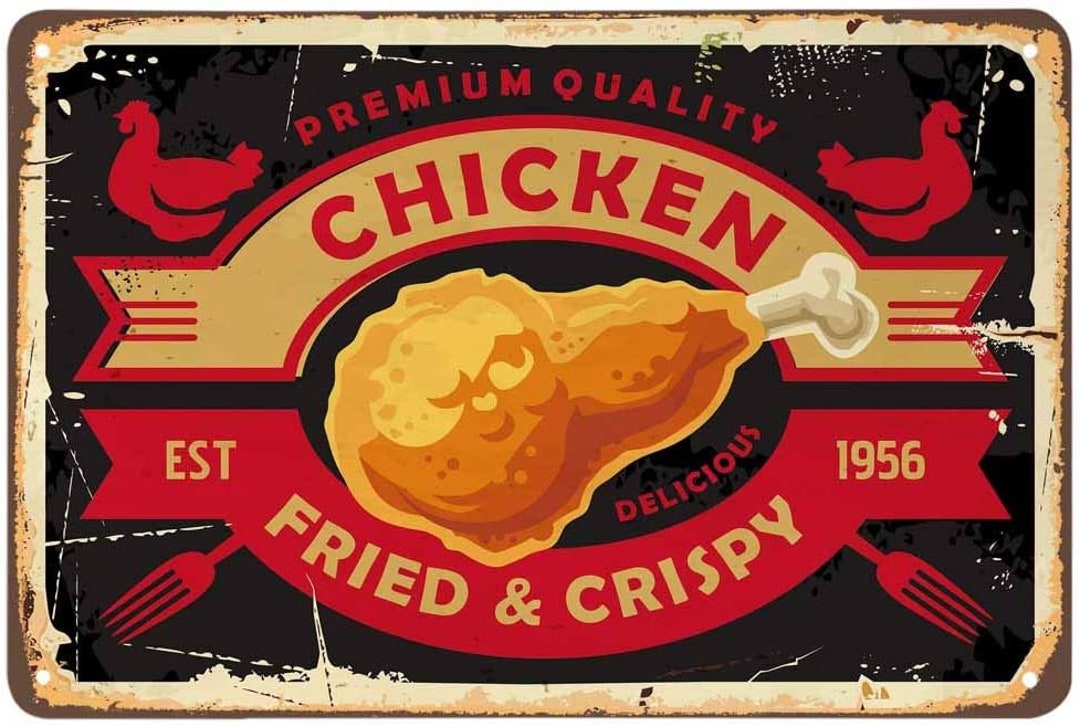Chicken Fried and Crispy Retro Metal Aluminum Tin Sign Vintage - Etsy