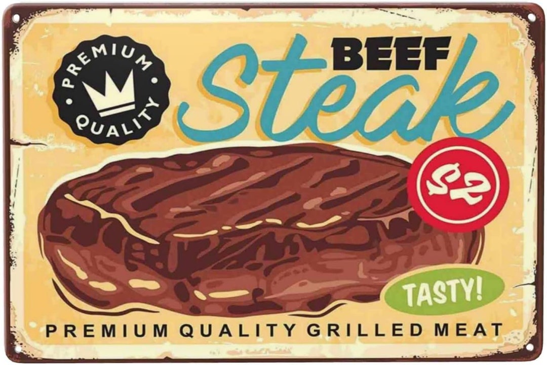 Beef Steak Retro Metal Aluminum Tin Sign Vintage - Etsy