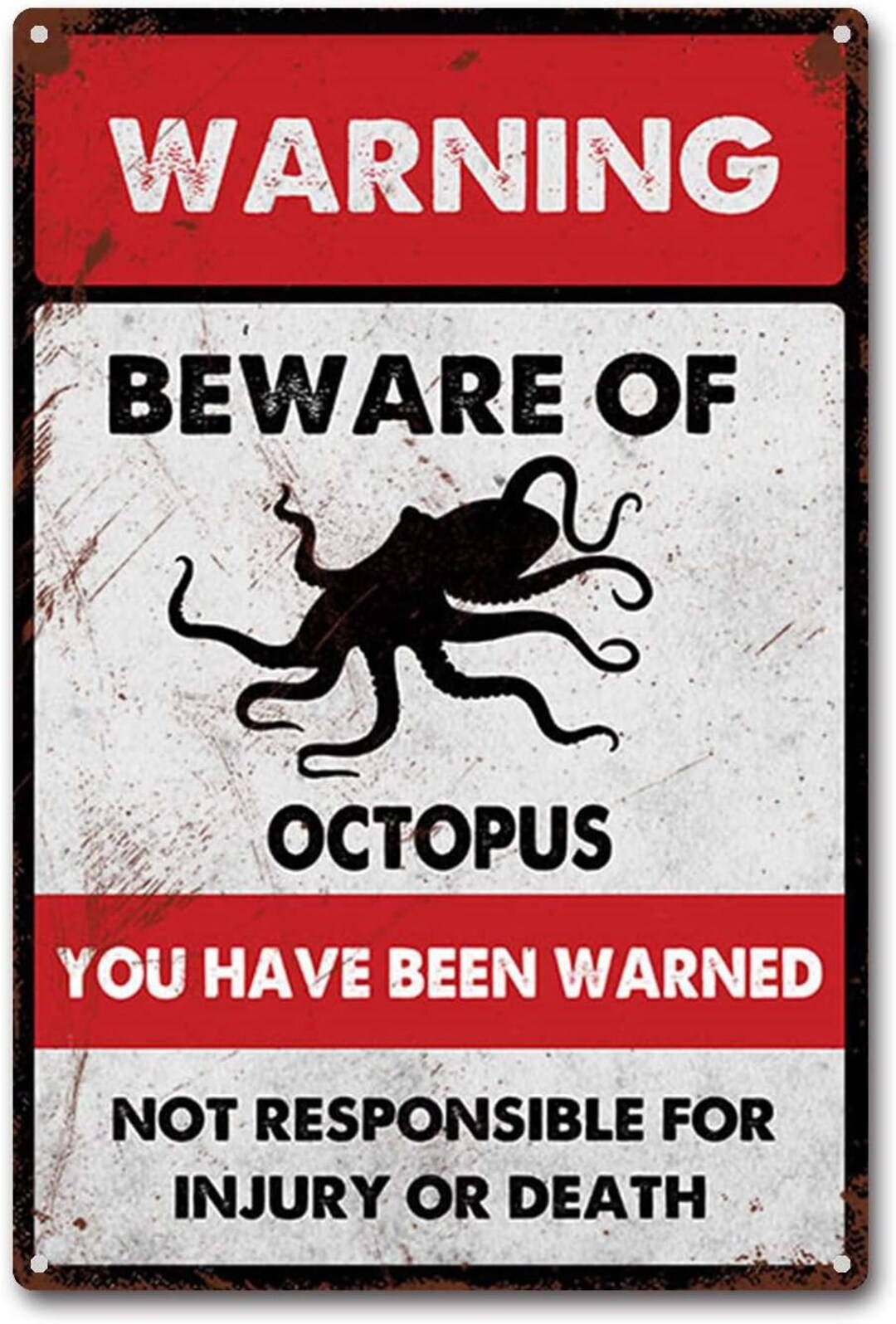 Warning Beware of Octopus Metal Aluminum Tin Sign Vintage - Etsy