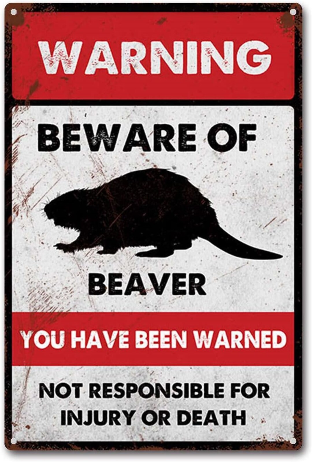 Warning Beware of Beaver Metal Aluminum Tin Sign Vintage - Etsy
