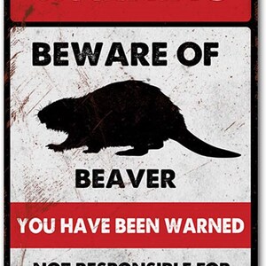 Warning Beware of Beaver Metal Aluminum Tin Sign Vintage - Etsy