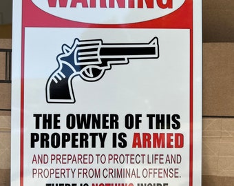 Armed Warning Sign - Etsy