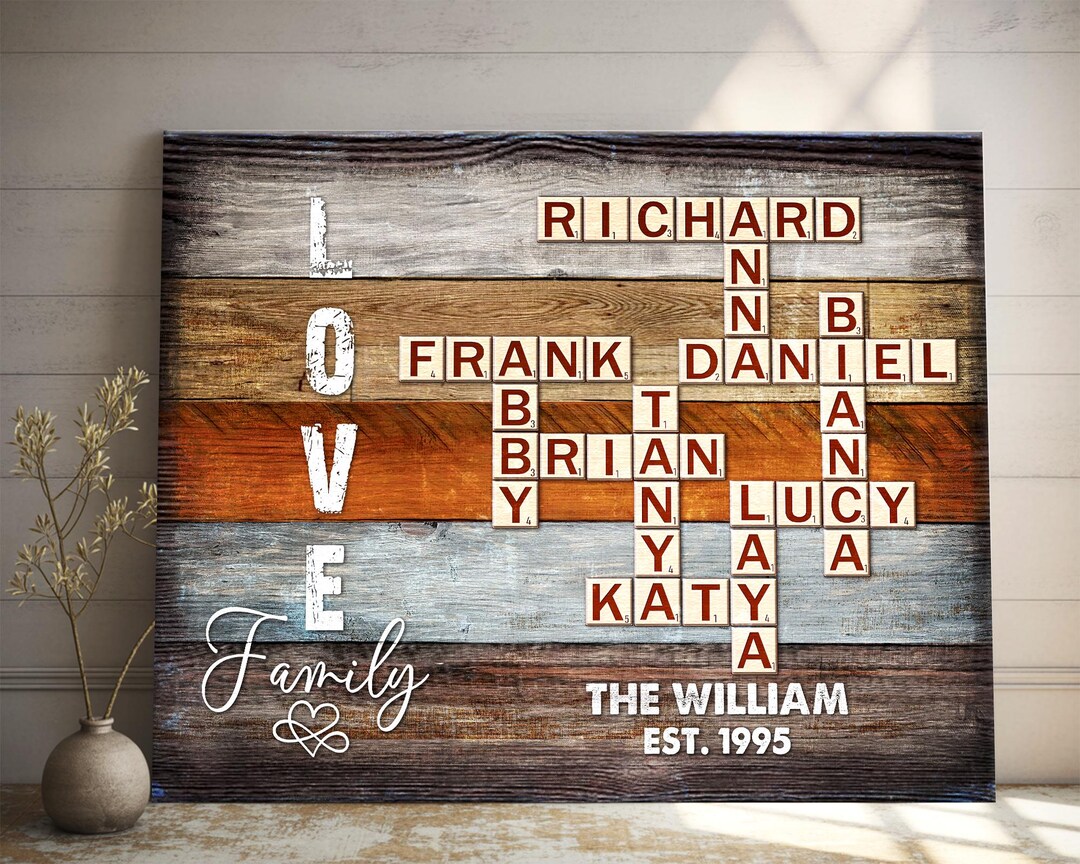 Custom Family Name Crossword Puzzle Wall Art 2025, Family Name Sign ...