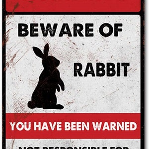 Warning Beware of Rabbit Metal Aluminum Tin Sign Vintage - Etsy