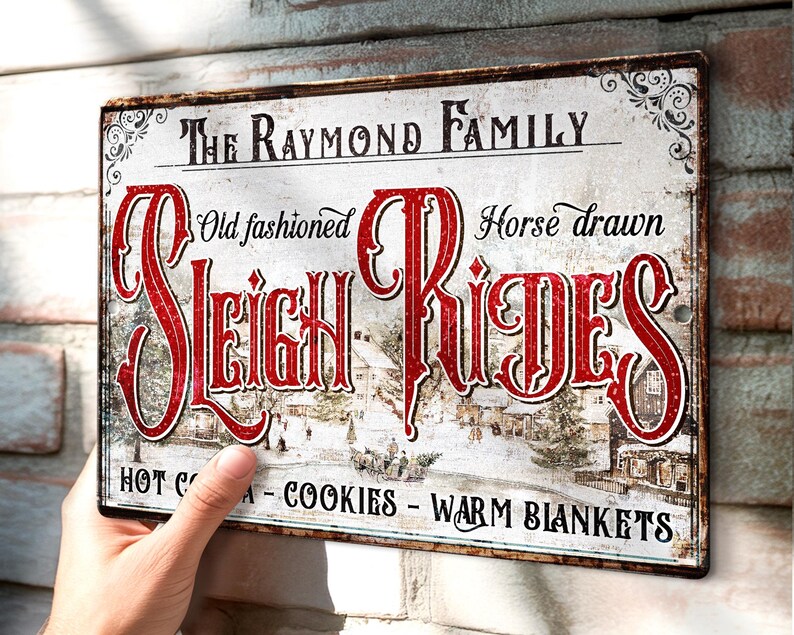 Sleigh Rides Sign Rustic Christmas Decor Modern Farmhouse Metal Sign ...