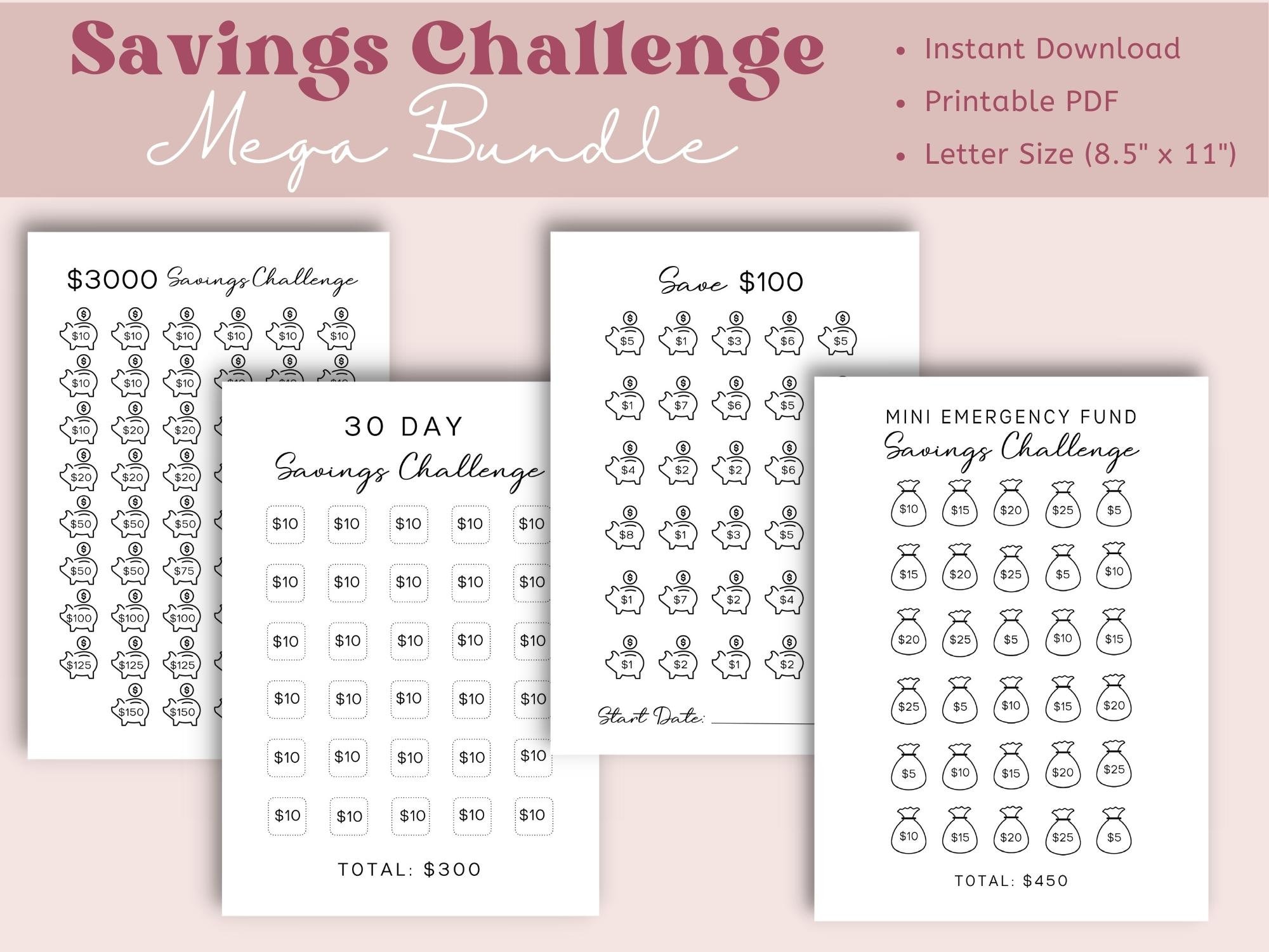 Savings Challenge Printable Savings Challenge Bundle Set of 20 Easy to ...