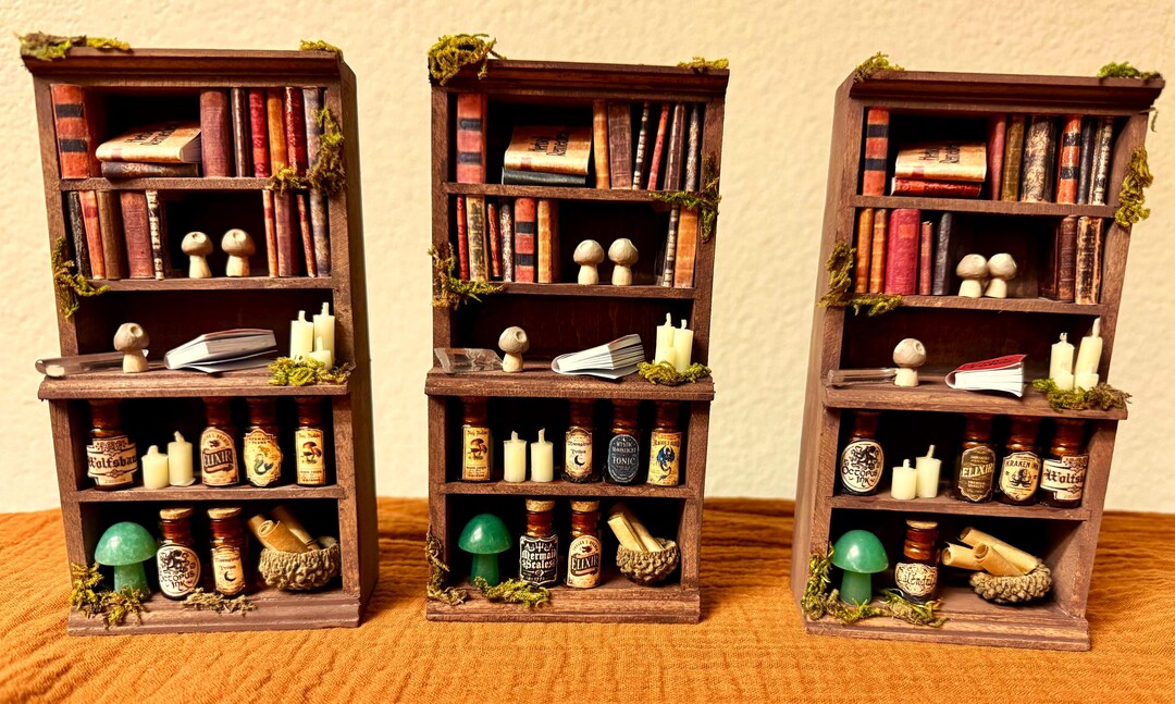 Fairy Bookshelf Hutch Miniature Bookcase Fairy Garden Fae Gnome Decor ...