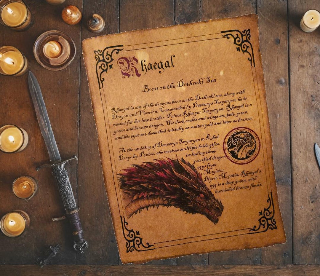 Rhaegal Dragon Art Print Dragon Scroll Wall Art Gift for Jon Snow ...