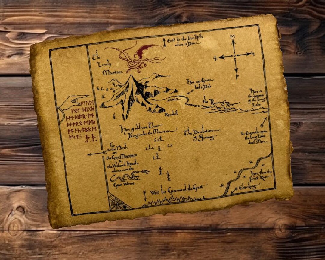 Thror’s Map Hobbiton Lord of the Rings Art Print LOTR Gift for Middle ...