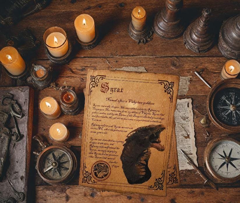 Syrax Dragon Art Print Dragon Scroll Wall Art Gift for Rhaenyra ...