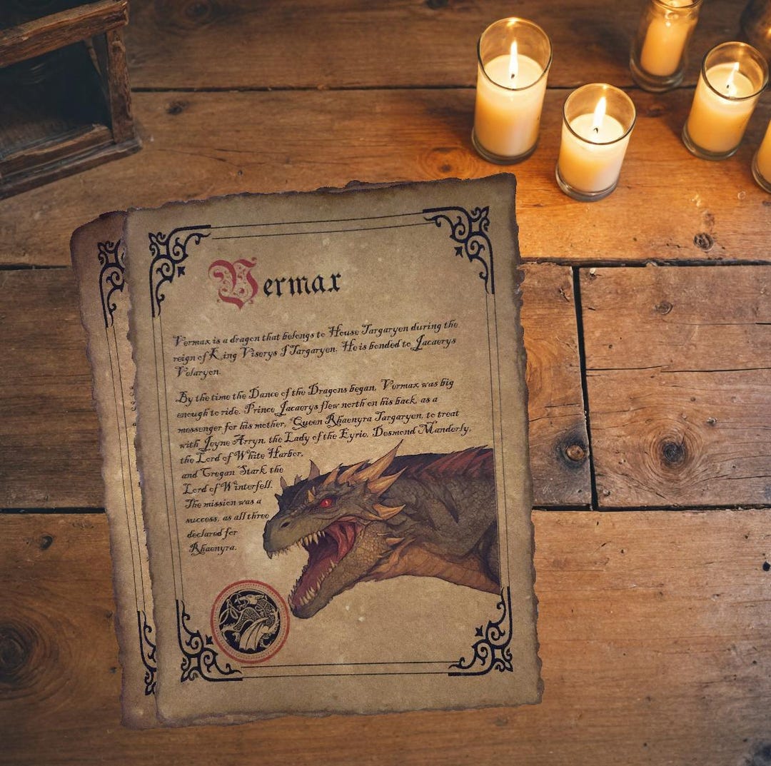 Vermax Dragon Scroll Art Print Framed Wall Art Gift for Jacaerys ...