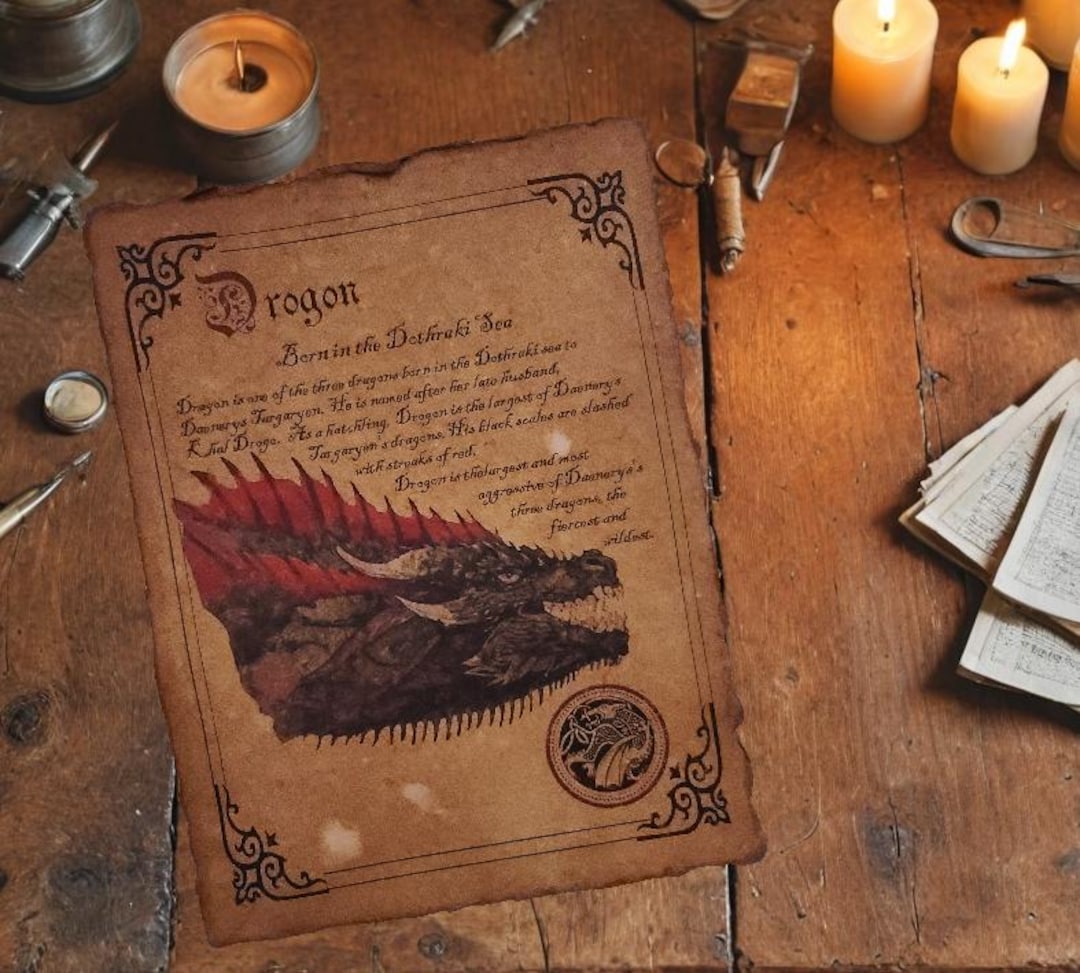 Drogon Dragon Art Print Dragon Scroll Wall Art Gift for Daenerys ...