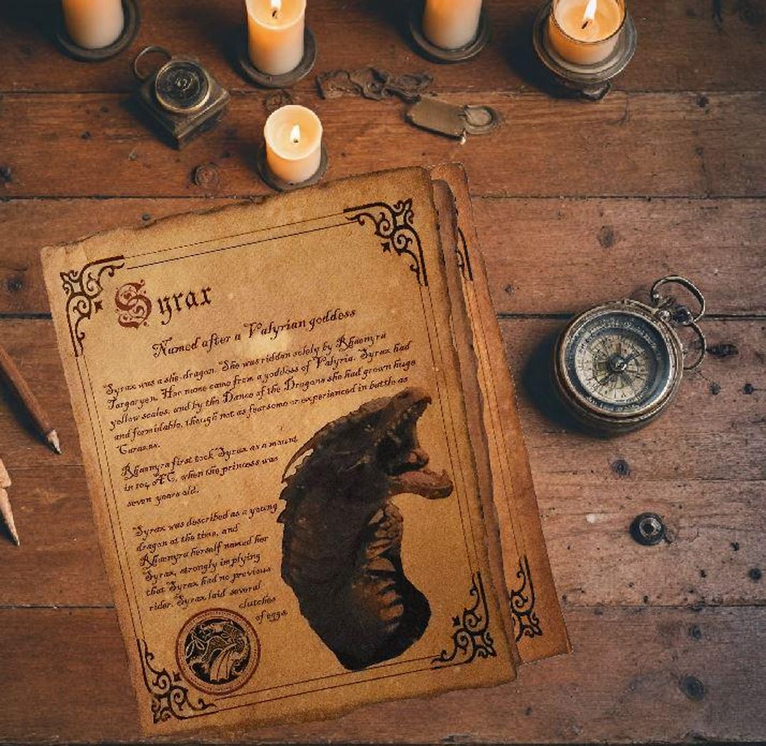Syrax Dragon Art Print Dragon Scroll Wall Art Gift for Rhaenyra ...