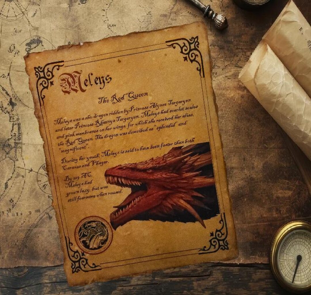 Meleys Dragon Art Print Dragon Scroll Art Game of Thrones Gift Wall Art ...