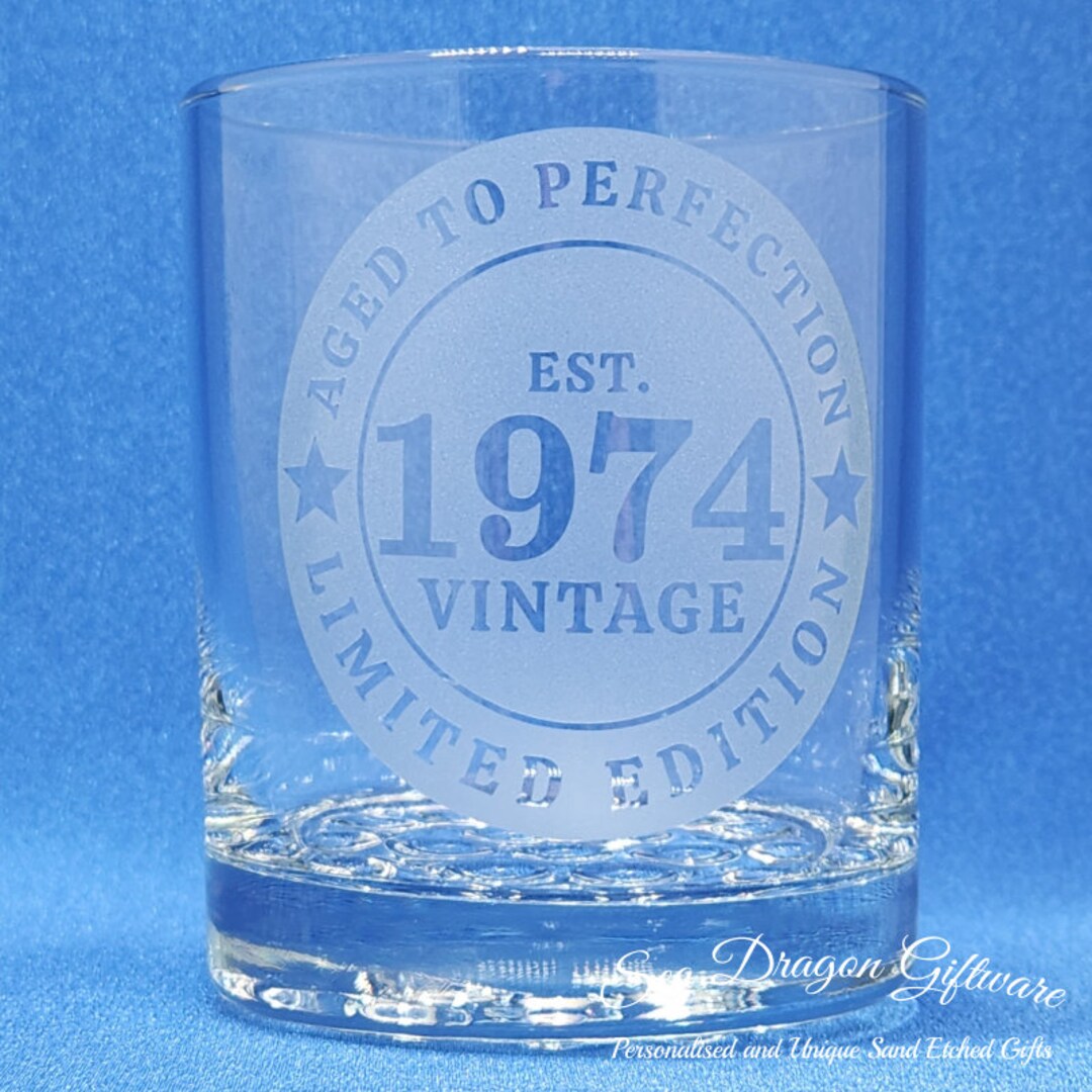 1974/50 Engraved Dimple Spirit Glass 2 - Etsy
