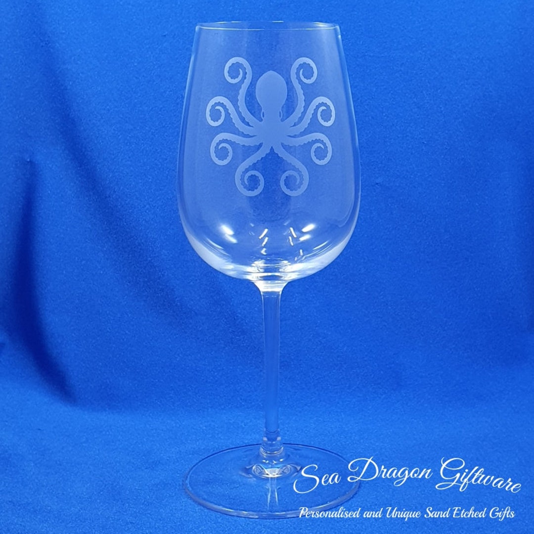 Octopus Engraved Red Wine Glass - Etsy