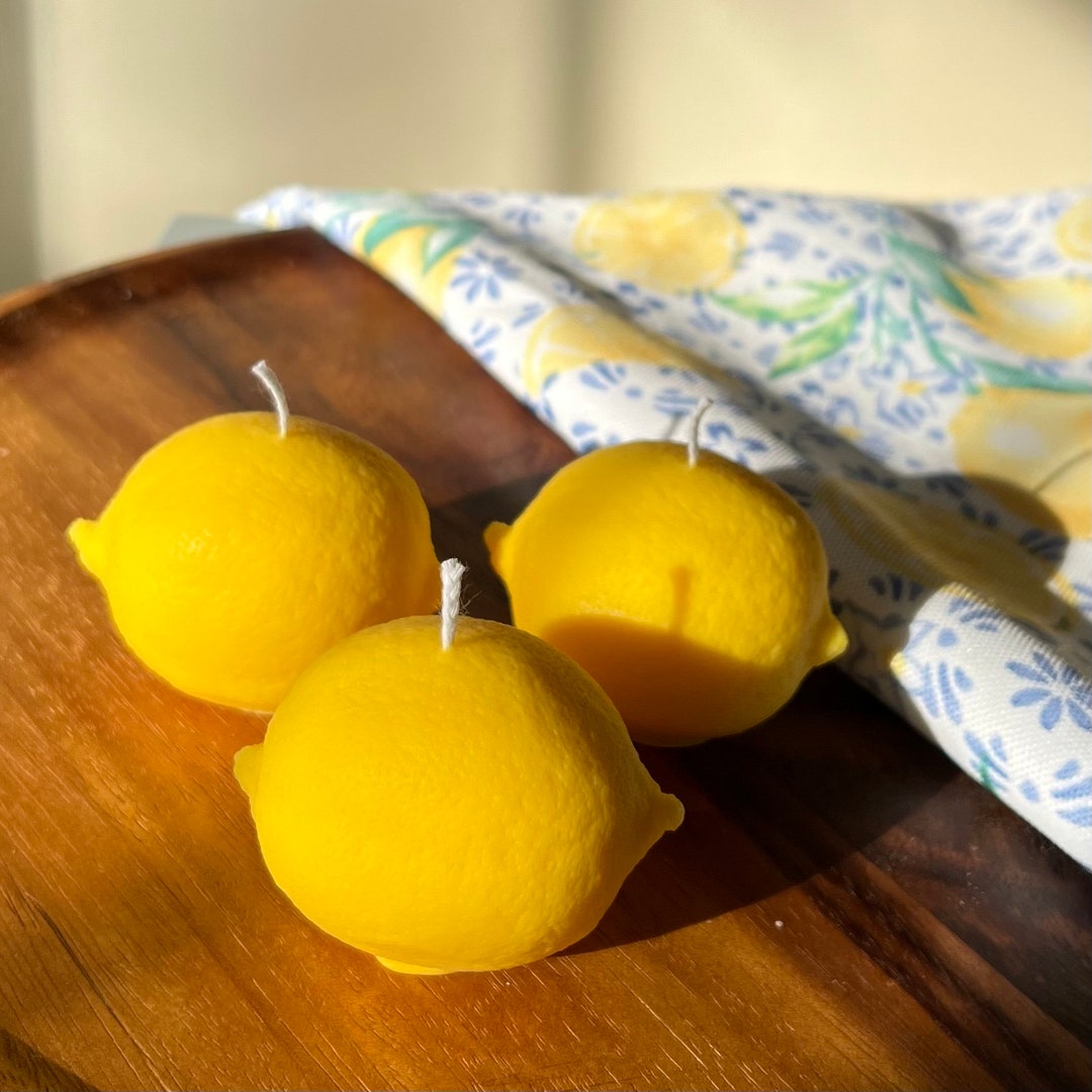 Set of 3 Lemon Candles | Summer Table Decor | Summer Wedding Decor ...