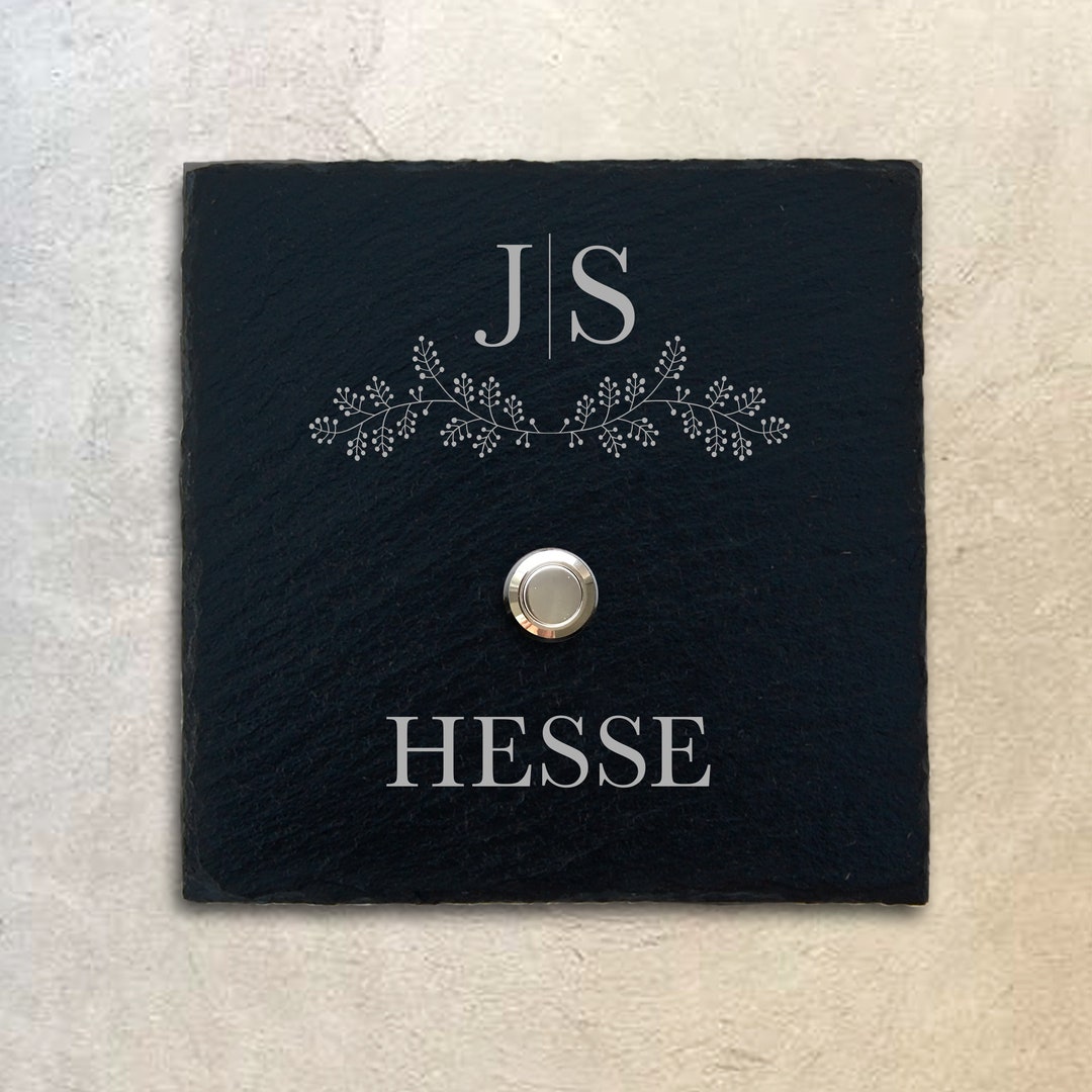 Bell Sign Slate 15 X 15 Cm LED Button Personalized House Noble Front ...