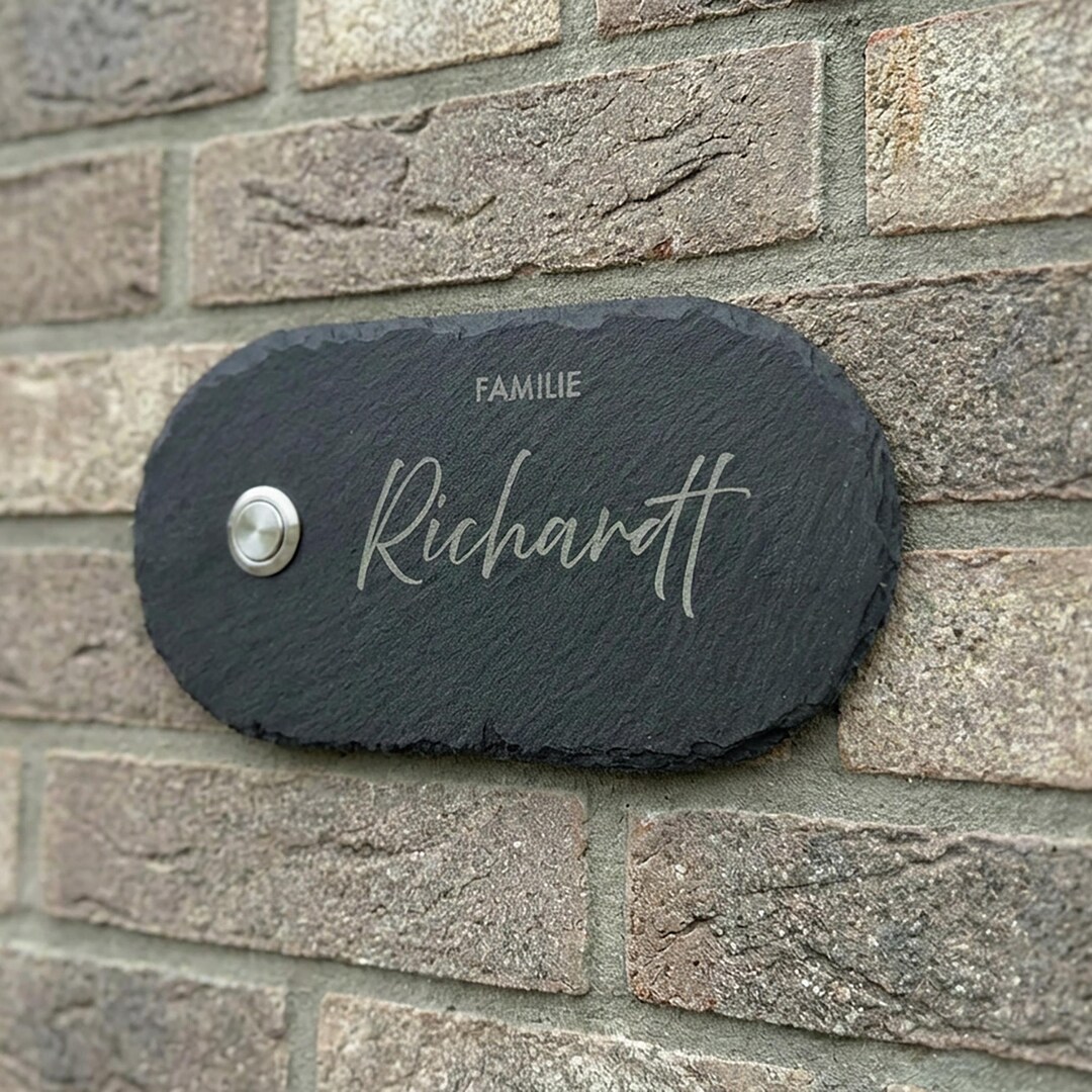 Oval Slate Doorbell Sign 20 X 10 Cm – Personalized House Sign ...