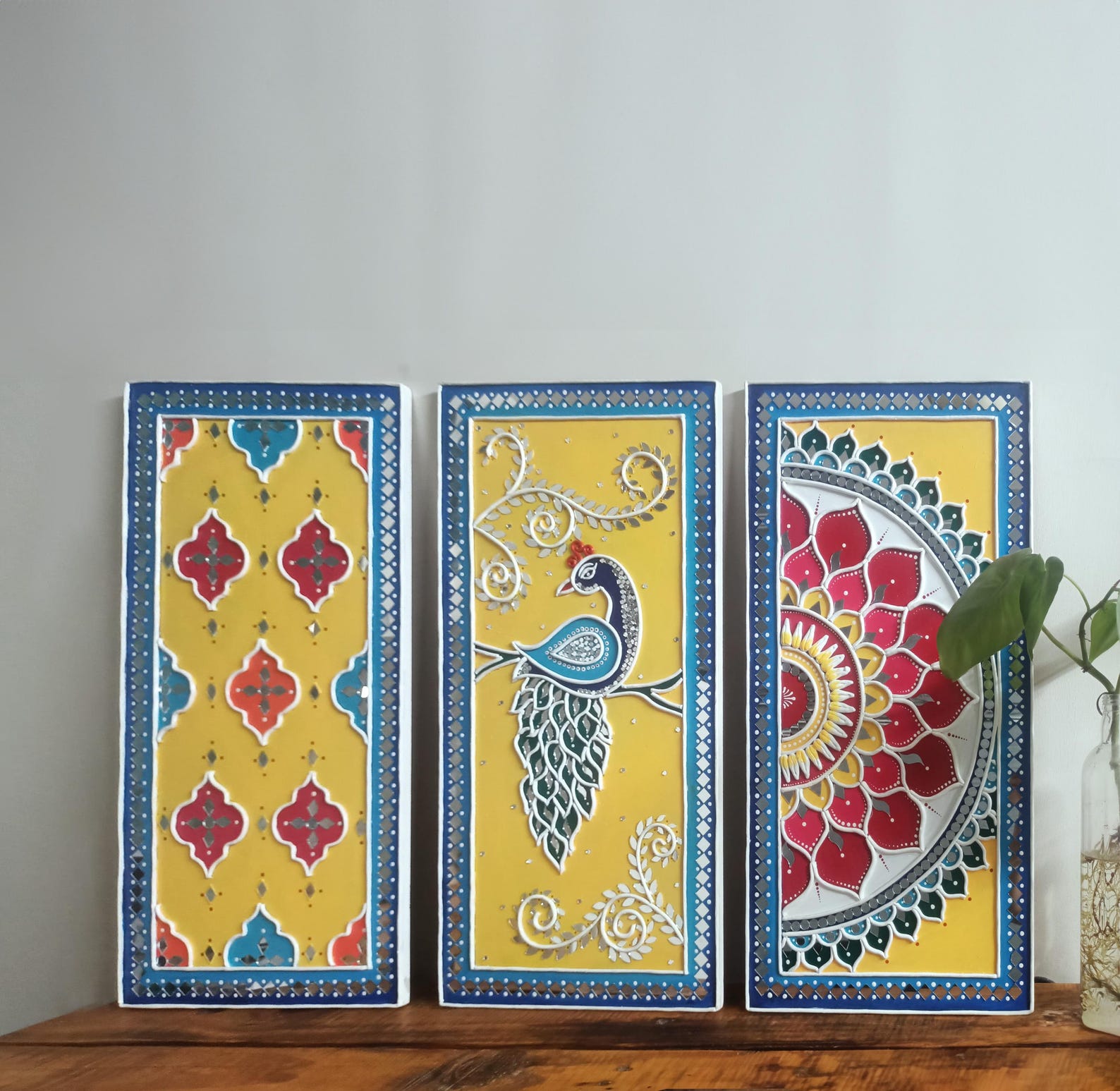 Lippan Art Mud & Mirror Wall Decor: Bohemian Earthy Mandala - Etsy