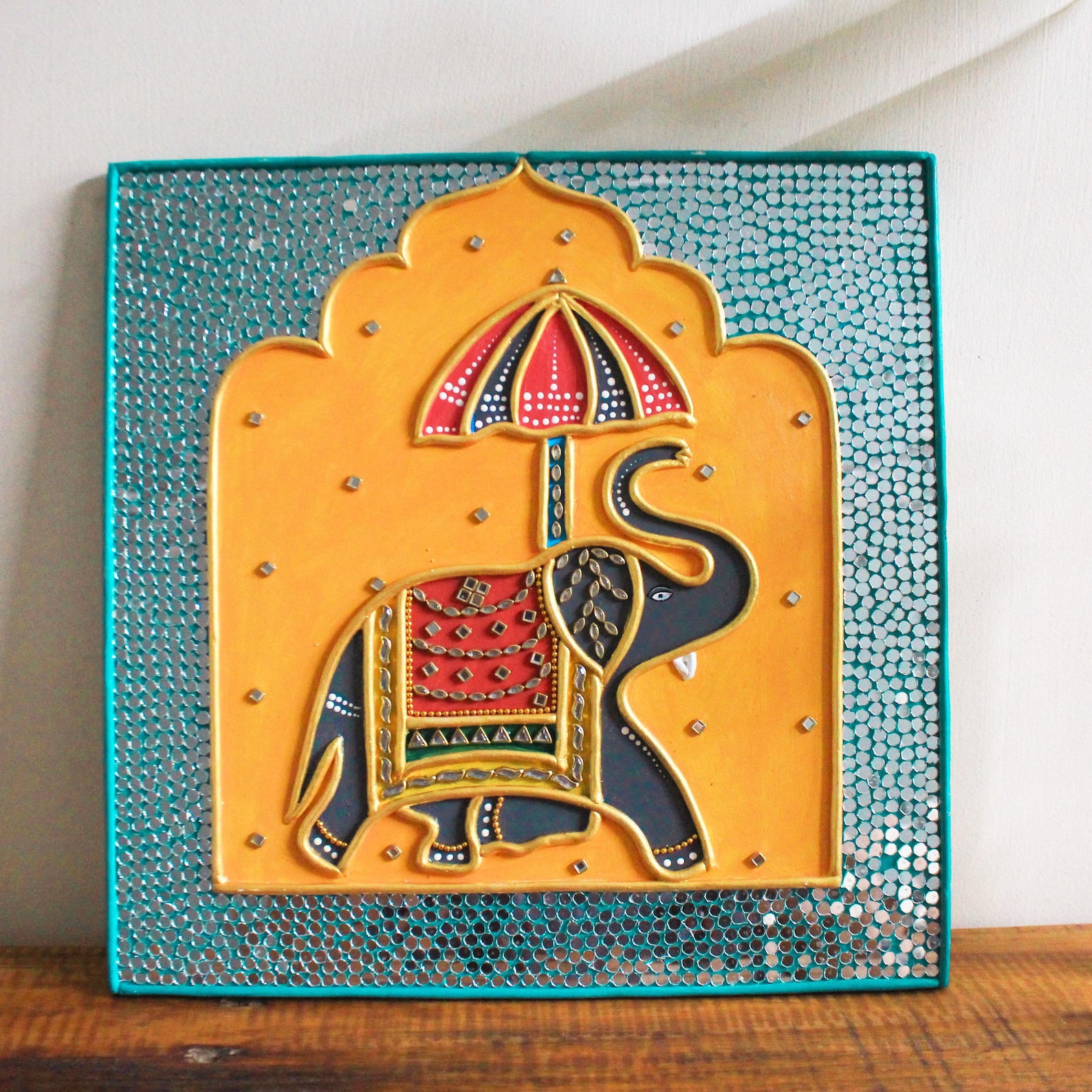 Lippan Art: Maharaja Elephant Mud & Mirror Wall Hanging - Etsy