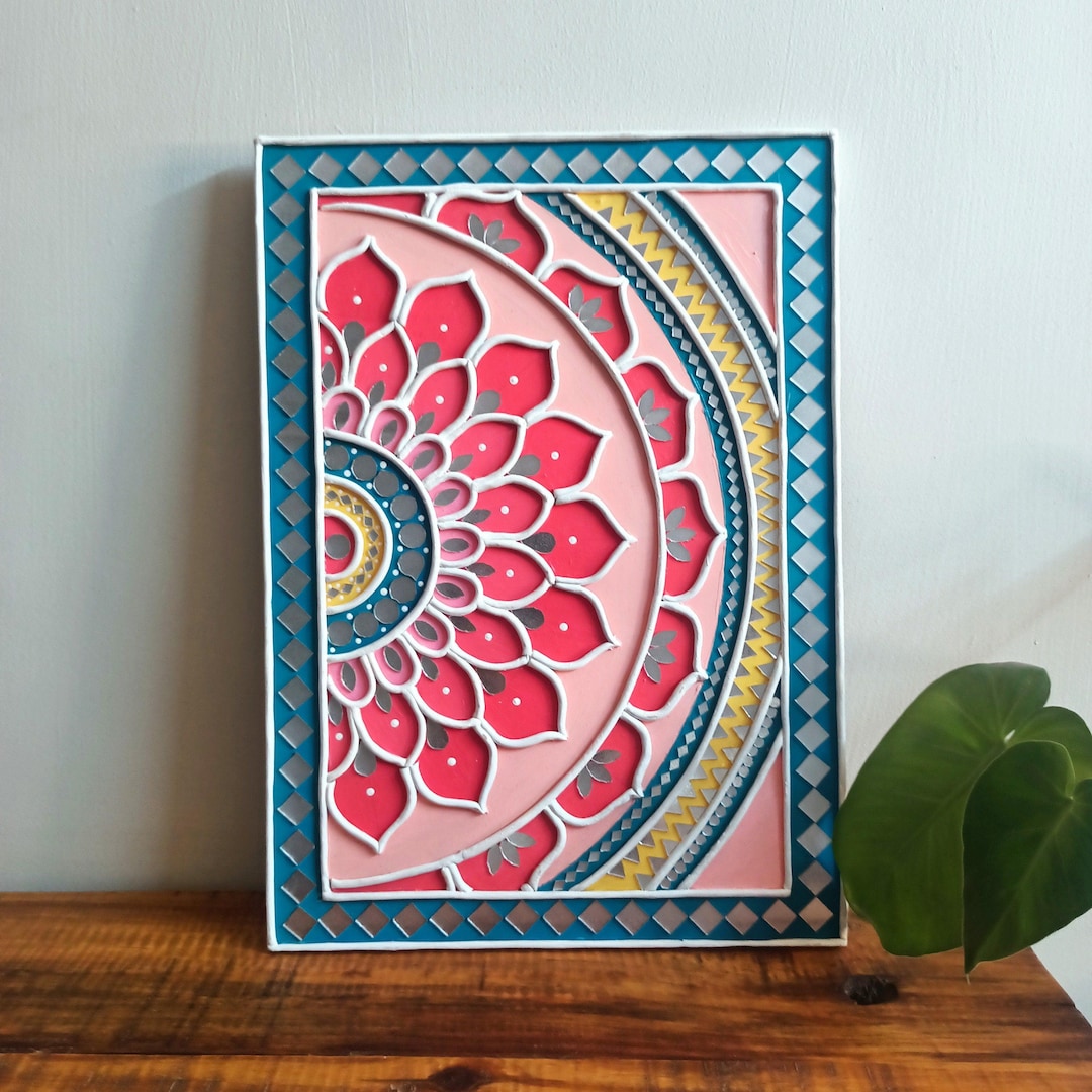 Lippan Art Mud & Mirror Wall Decor: Bohemian Indian Folk Art - Etsy